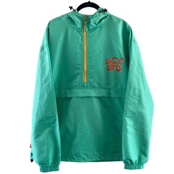 Dutch Bros | Jackets & Coats | Dutch Bros Coffee Green Hooded Packable Quarter Zip Windbreaker ...